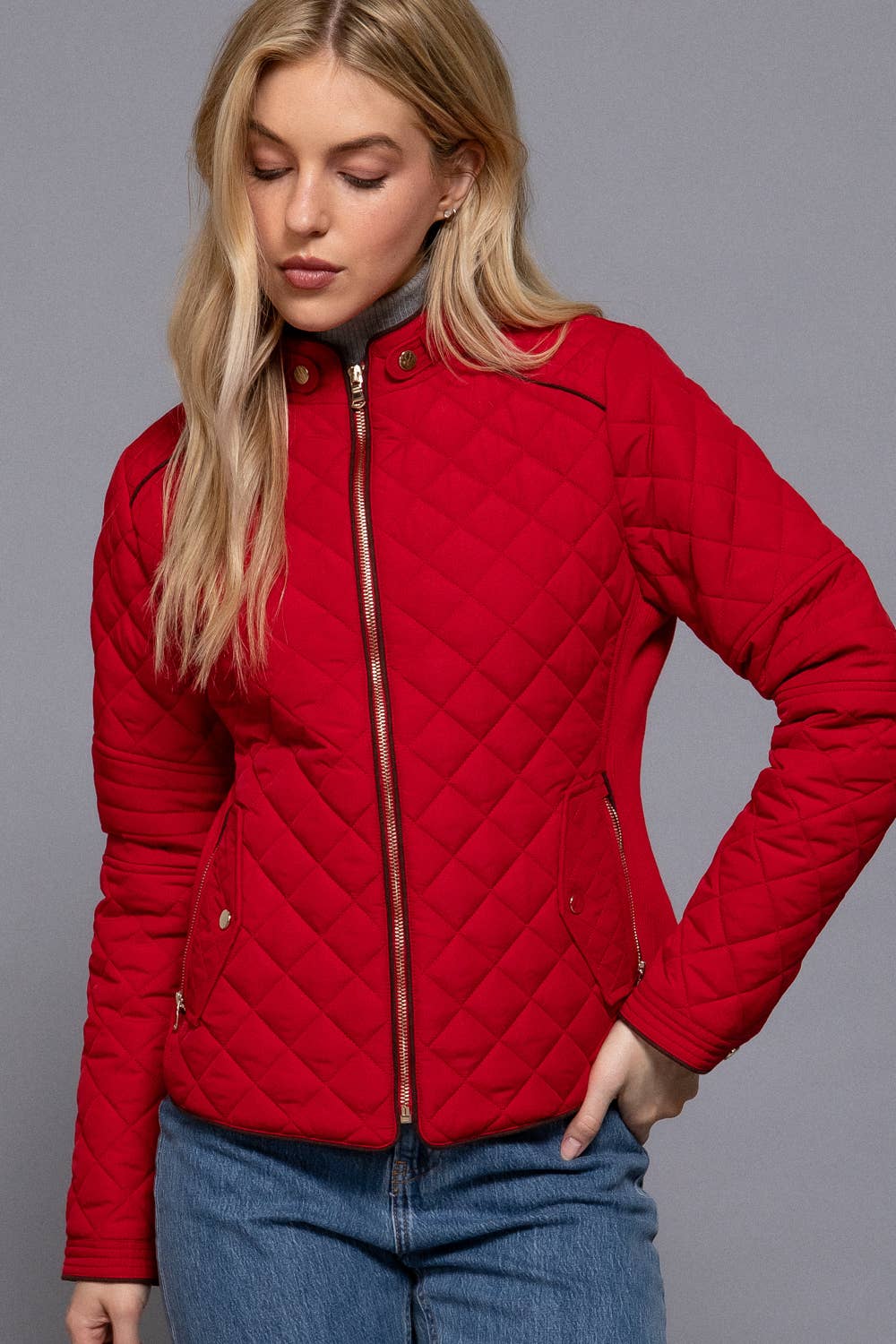 Suede Piping Detail Rib Quilted Padding Jacket – Fancy Fanny