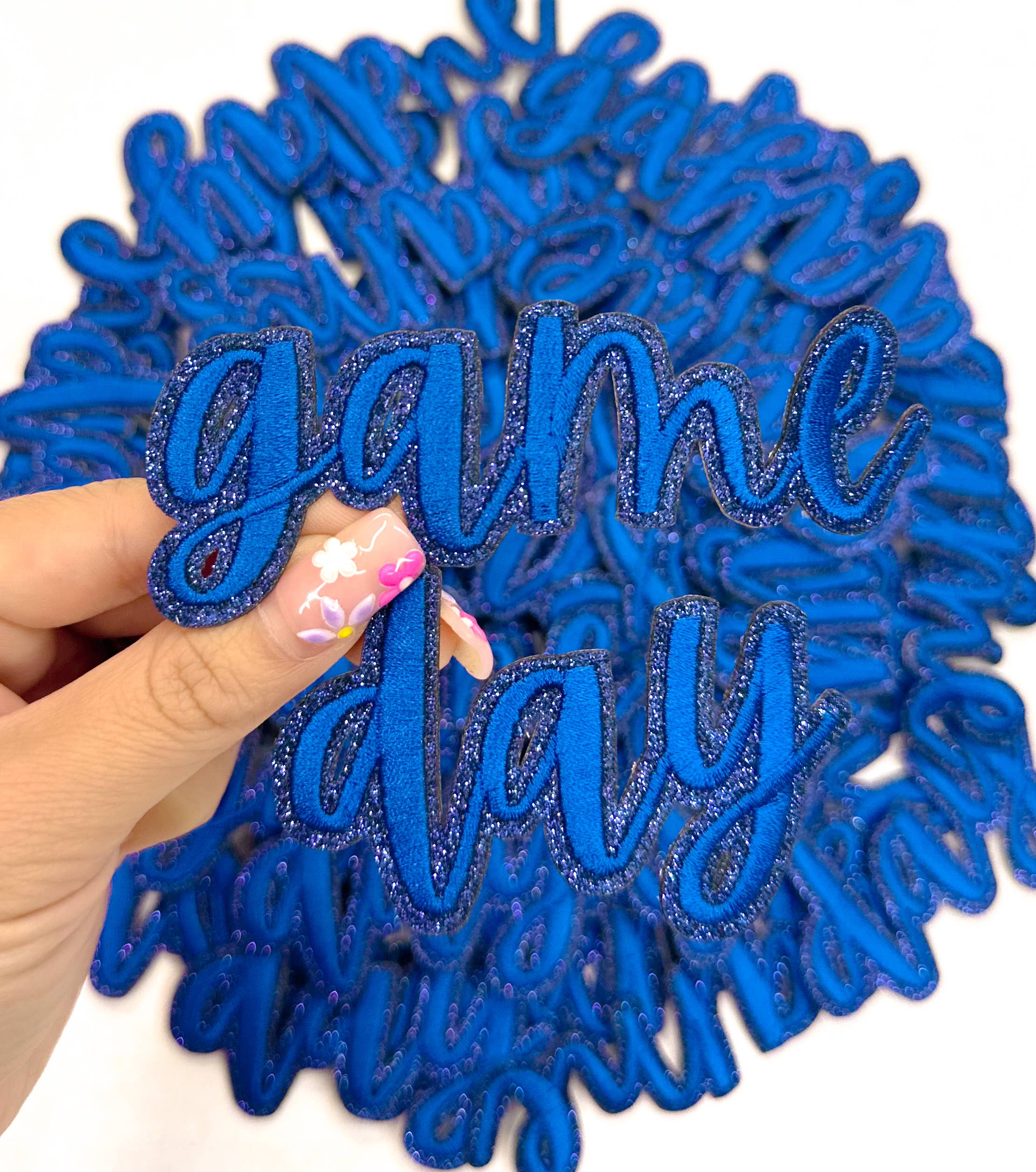 Royal blue sticker adhesive game day clear stadium bag patch – Fancy Fanny